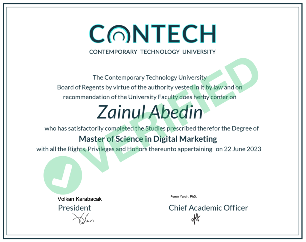 Zainul Abedin Verified - Contemporary Technology University